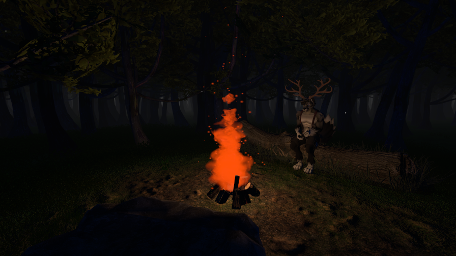 A fireplace in the woods – Wolfoshi, French Furry Exploring Worlds in VR